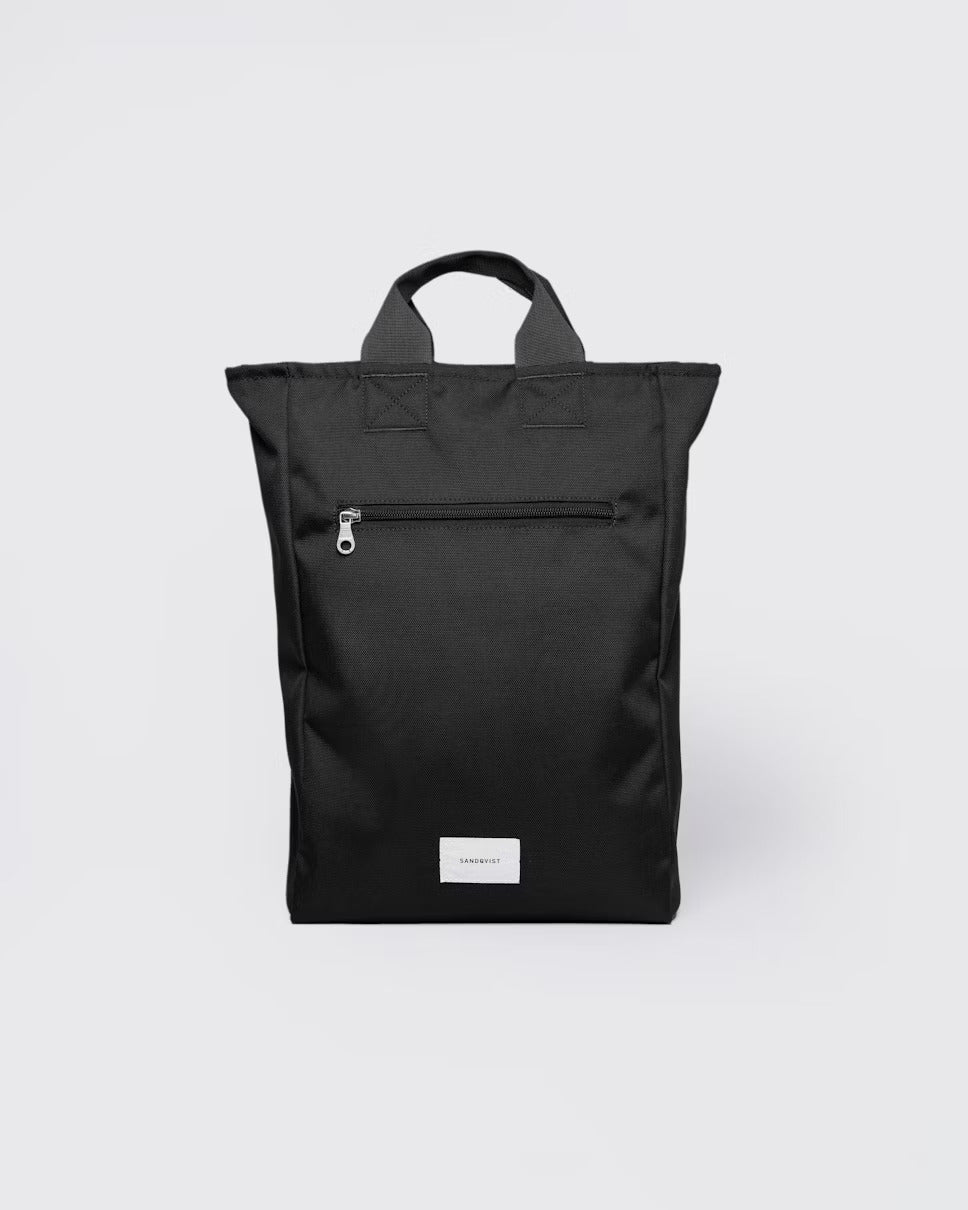 Sandqvist reppu, GROUND 2-WAY BAG Musta - Kekäle