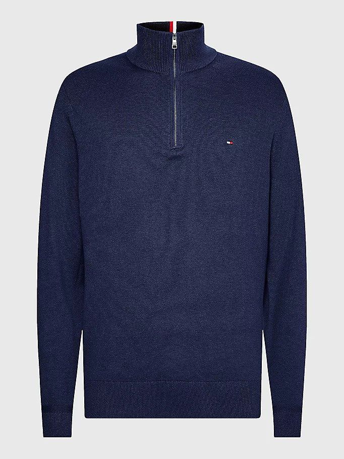 Tommy Hilfiger Neule Pima Org Ctn Cashmere Zip Mock Tummansininen Kekäle